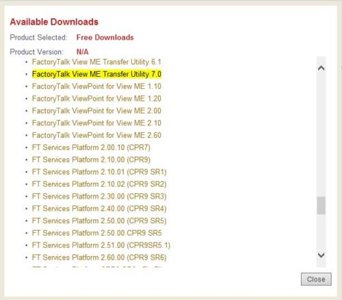 Downloading the updated View Machine Edition / PanelView Plus Transfer ...