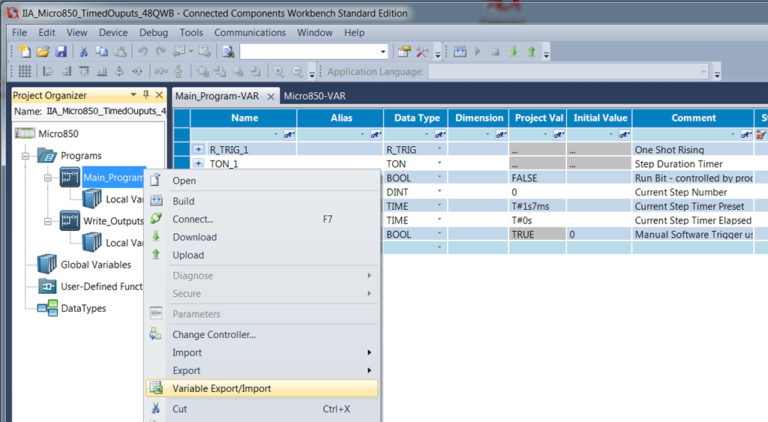 CCW – How to Import and Export Variables and Comments in Connected Components Workbench | The ...