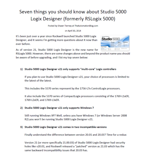 Article – Seven things you should know about Studio 5000 Logix Designer ...