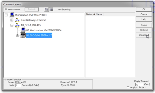 RSLogix, RSLinx – DF1 Communications Setup and Downloading Programs to ...