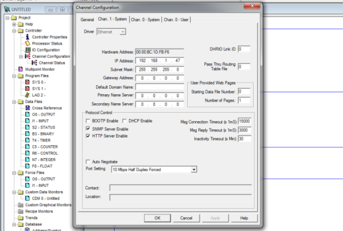 SLC-5/05 – Using RSLogix 500 to Set the Ethernet/IP Address | The ...