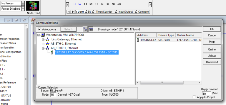 SLC-5/05, RSLinx – Setup Ethernet Communications and Download using ...
