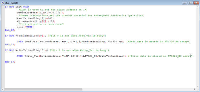 How to control an Altivar ATV320 VFD over Modbus with a Modicon M340 ...